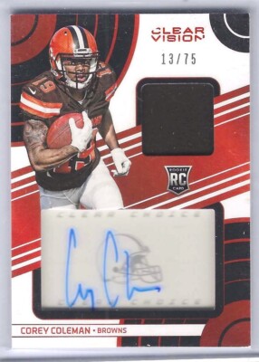 COREY COLEMAN 2016 PANINI CLEAR VISION ROOKIE PATCH AUTO RC #D /75 | eBay