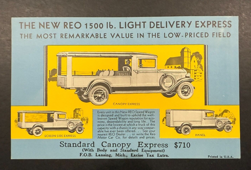 Early REO Speed Wagon Delivery Truck Mailer Card | eBay