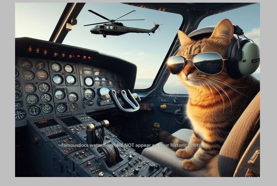 Kitty Cat Helicopter PHOTO Cats 5x7 Art Print Photo Funny Pilot Decor ...