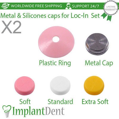 2x Metal & Silicones Cap Insert For Loc In Abutment Attachment Dental ...