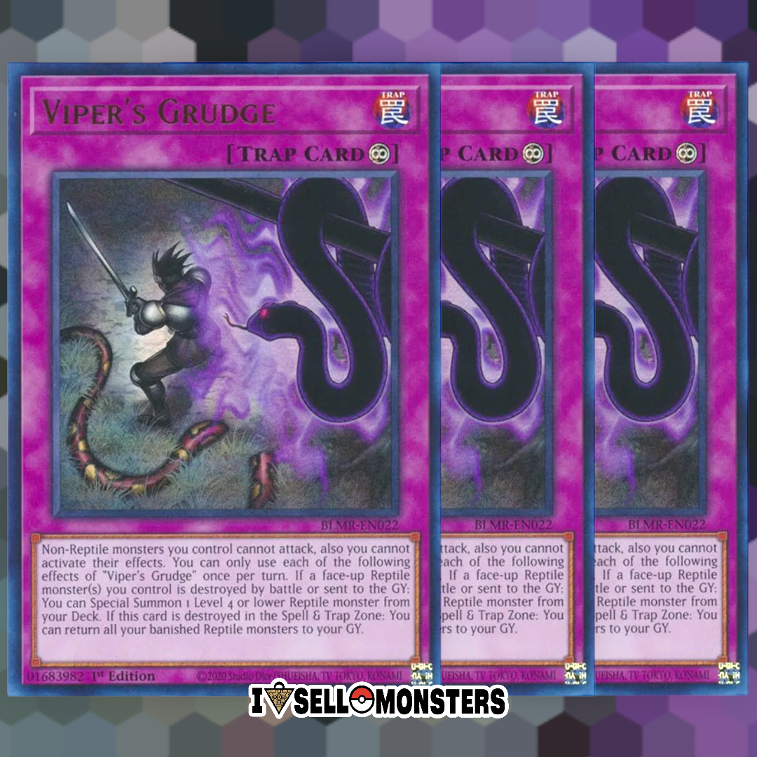 Yu-gi-oh! 3x Viper's Grudge BLMR-EN022 ULTRA x3 YUGIOH! TCG NM TRAP SET ...