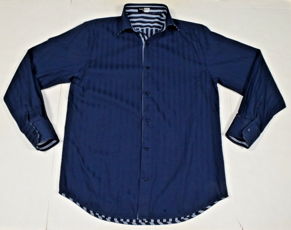 Reversible Shirt Inside Out A2Z Size M Navy Blue Striped vs Solid Side ...