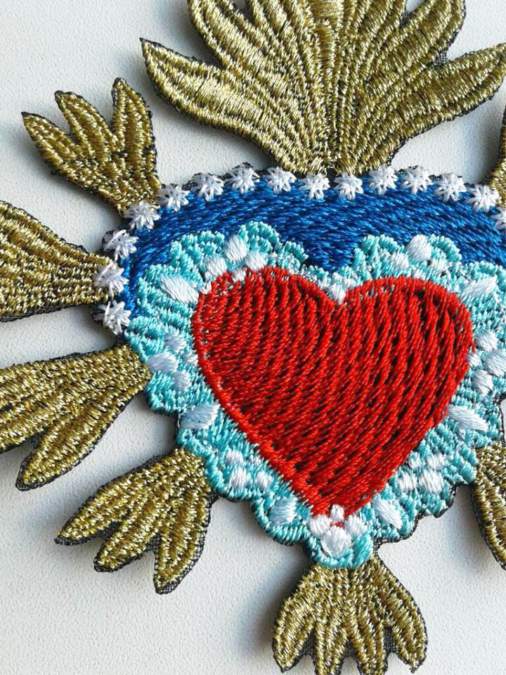 Sacred Heart Milagro Metallic Handmade Embroidered Patch | eBay
