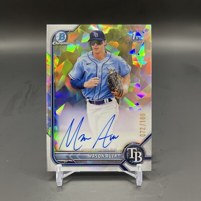 2022 Bowman Chrome Mason Auer Atomic Refractor Prospect Auto /100 Rays ...