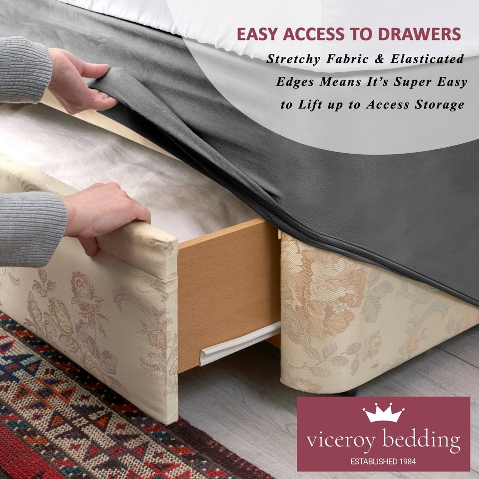 Luxury FAUX SUEDE Divan Bed Base WRAP Frame Cover Valance Elasticated ...