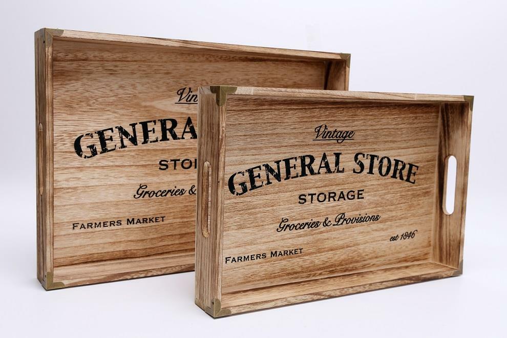Set Of Two General Store Serving Wood Trays | eBay UK