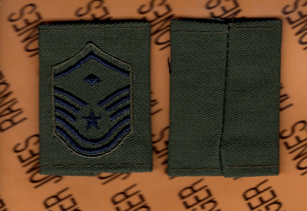 USAF MASTER SERGEANT w/ DIAMOND MSgt E-7 OD Green & Blue Slip on rank ...