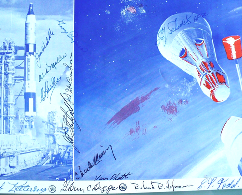 RARE 1966 NASA ASTRONAUT SPACE GEMINI 9 ROCKET SIGNED SIGNATURES MARTIN ...