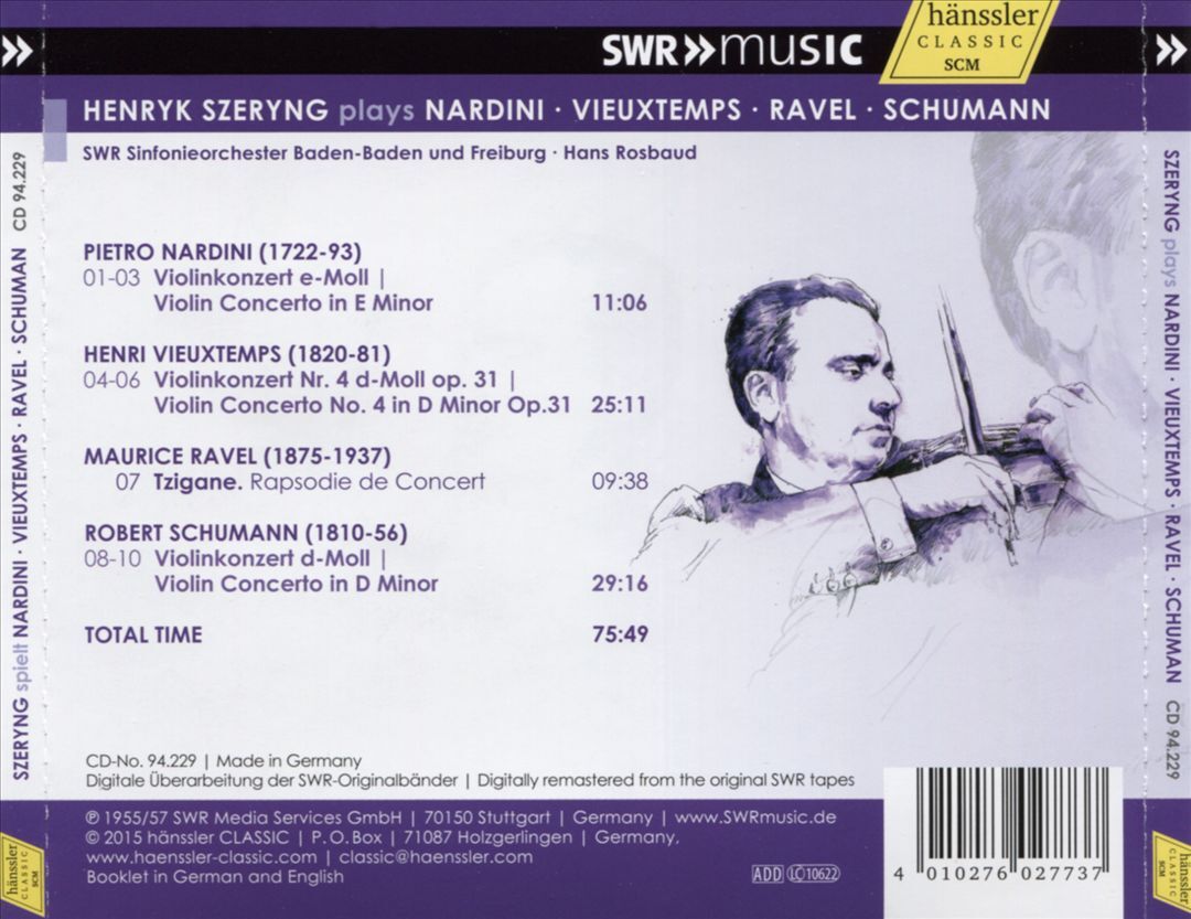 HENRYK SZERYNG/SWR SINFONIEORCHESTER BADEN-BADEN UND FRIEBURG/HANS ...