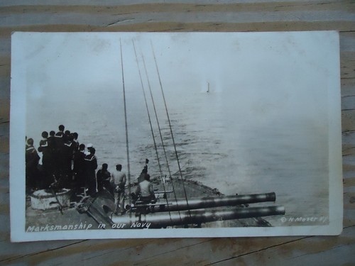Real Photo Postcard RPPC WWI Navy Marksmanship in Our Navy AZO Stamp ...