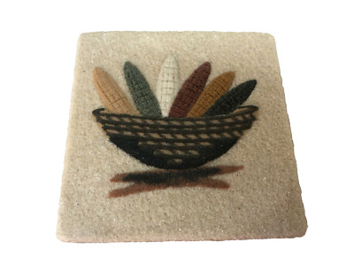 Vintage Sand Painting Tile Signed B Sam "Corn in Basket" 4" x 4" | eBay