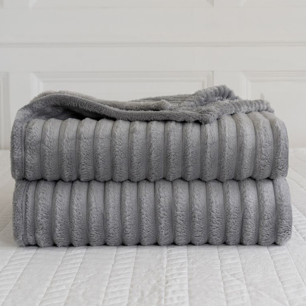 Chunky Cord Throws Ribbed Fleece Blanket Faux Fur Large Size Sofa Bed ...