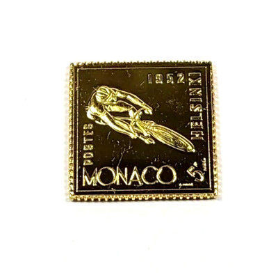 Sterling Silver Gold Plated Monaco Bicycle Olympic Stamp Style Tiny ...