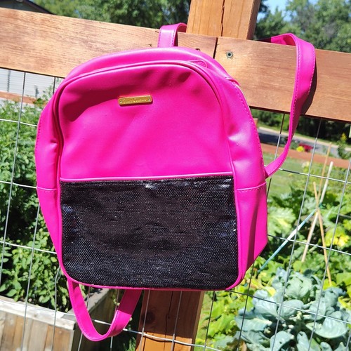 Juicy Couture Backpack Hot Pink And Black Sequins Bling Travel Book Bag ...