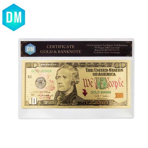 American Gold Banknote 10 USD Paper Money Note Collections With Plastic ...