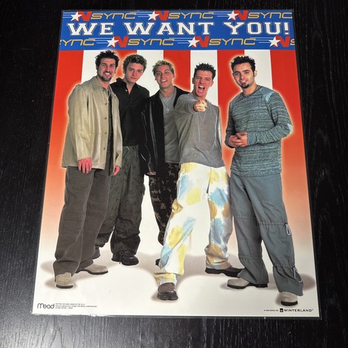 VTG 90s Y2K NSYNC WE WANT YOU American Flag Poster Collectible Boy Band ...