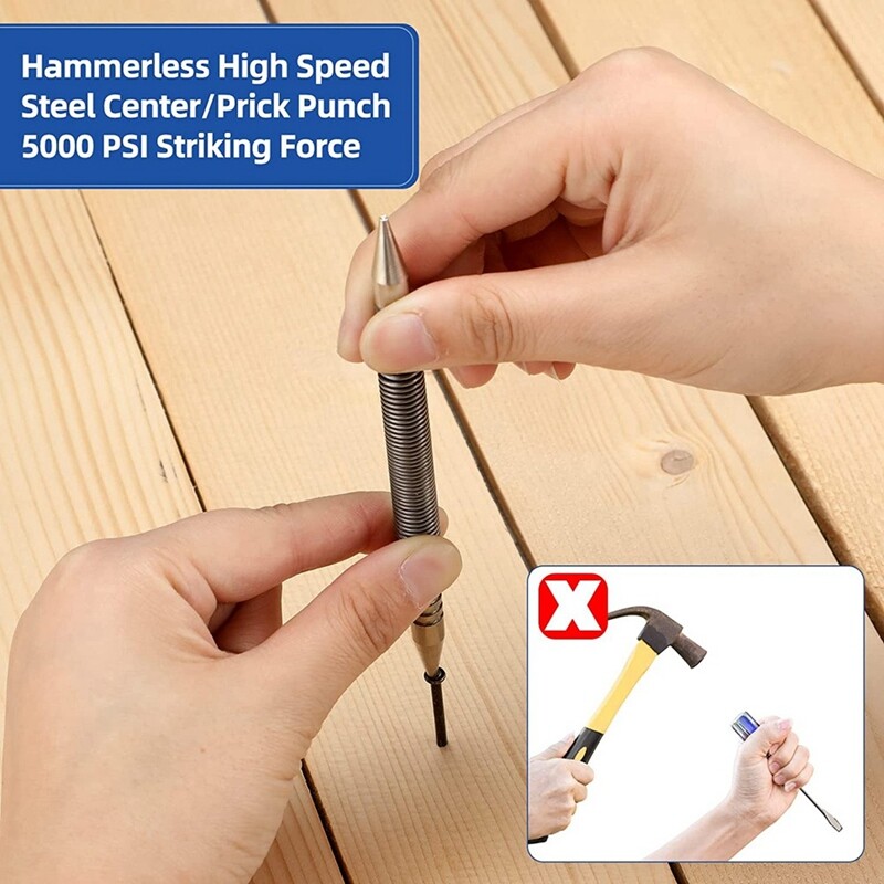 3 Pcs Dual Head Nail Setter and Hinge Pin Punch Set,Hammerless Spring ...