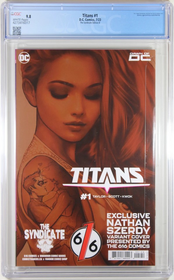 TITANS #1 (NATHAN SZERDY EXCLUSIVE TATTOO VIRGIN VARIANT) COMIC ~ CGC 9 ...