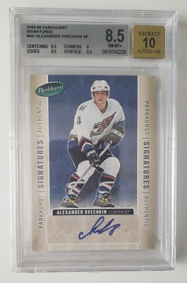 2005-06 ALEX OVECHKIN PARKHURST SIGNATURES AUTO AO ROOKIE RC BGS 8.5 ...