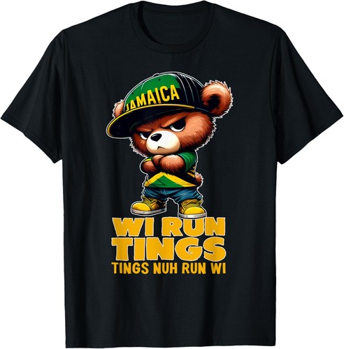 WI RUN TINGS Teddy Bear Jamaica Flag Shirt Jamaican Clothing T-Shirt ...