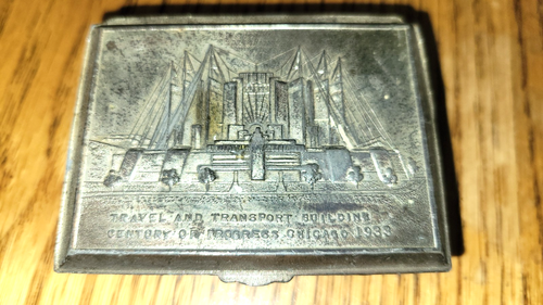 1933 WORLD'S FAIR BOX CHICAGO- TRAVEL TRANSPORT BUILDING BASE METAL | eBay