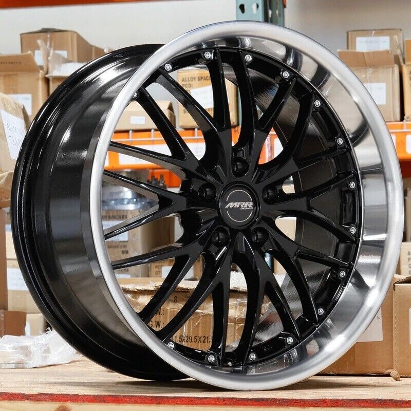 19" MRR GT1 Gloss Black Machined Lip Wheels 19x8.5 / 19x9.5 5x120 Rims ...
