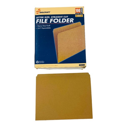 100 Folders Letter Size File Folders Straight Cut Heavy Duty Kraft File ...