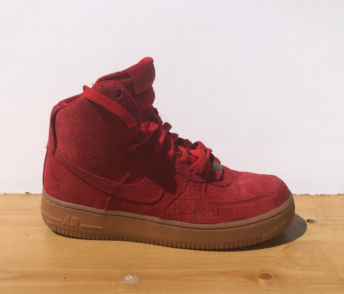Nike University Red Air Force 1 High Suede Sneakers S… - Gem