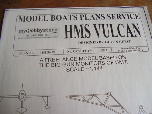 ORIGINAL MODEL BOAT PLANS HMS VULCAN 2014 BIG GUN MONITOR WWII FREE UK ...