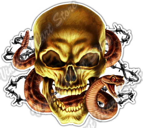 Skull Snake Gothic Bike Biker Snakes Death Car Bumper Vinyl Sticker ...