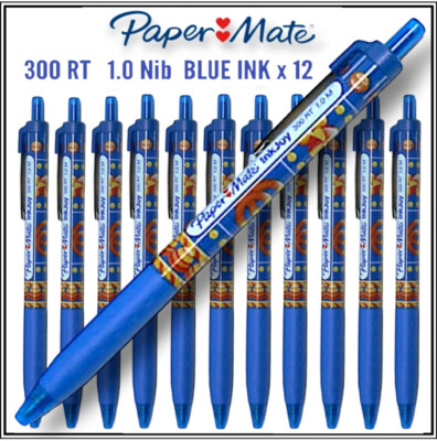 Papermate InkJoy BLUE Ink Retractable Ballpoint Pens x 12 1mm CRAZY ...