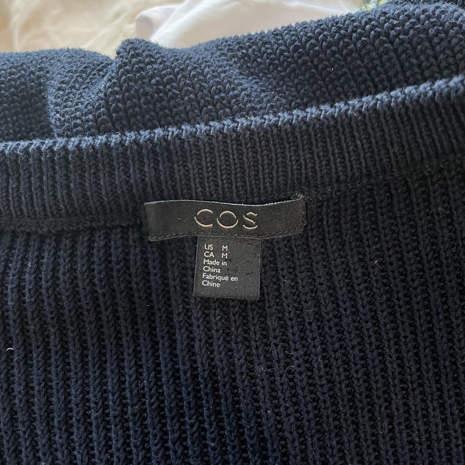 Cos Navy Blue Ribbed Cotton Short Sleeve Jumper Top S… - Gem