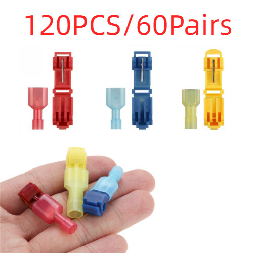 120Pcs T-Tap Splice Wire Connector Insulated Spade Electrical Crimp ...