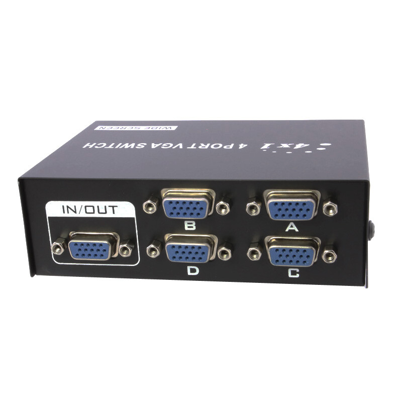 4 Port VGA SVGA Monitor Sharing Switch Box 4 In 1 Out For LCD PC TV ...
