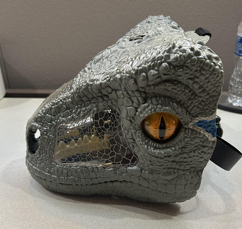 Jurassic Park Velociraptor Blue Dinosaur Dino Raptor Mask Opening ...