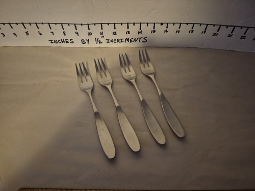 Set of 4 Lauffer Stainless Steel Design 1 Dinner Forks Satin Finish ...