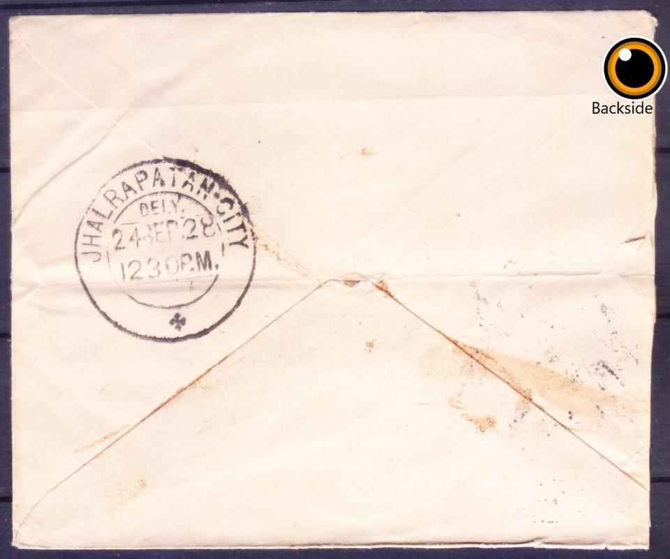 British India Jhalrapatan 1928 used prepaid one anna Envelope, King ...