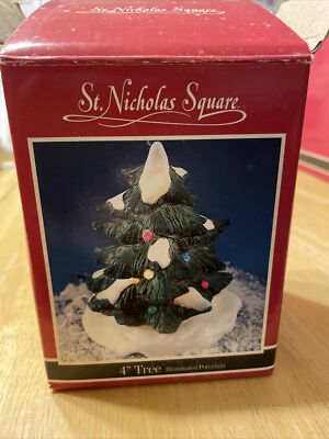 Vintage St. Nicholas Square Christmas Village 4" Tree illuminated 1997 ...