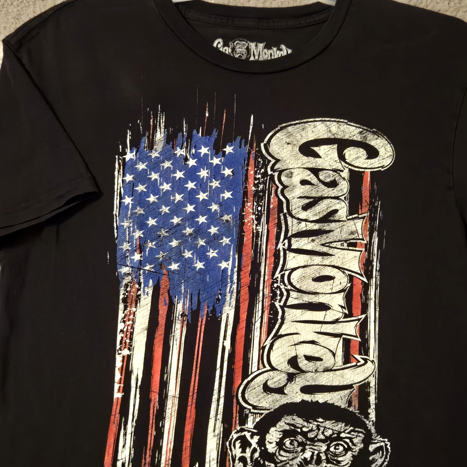 Gas Monkey Garage USA Flag Black T Shirt - Adult Small - 100% Cotton ...