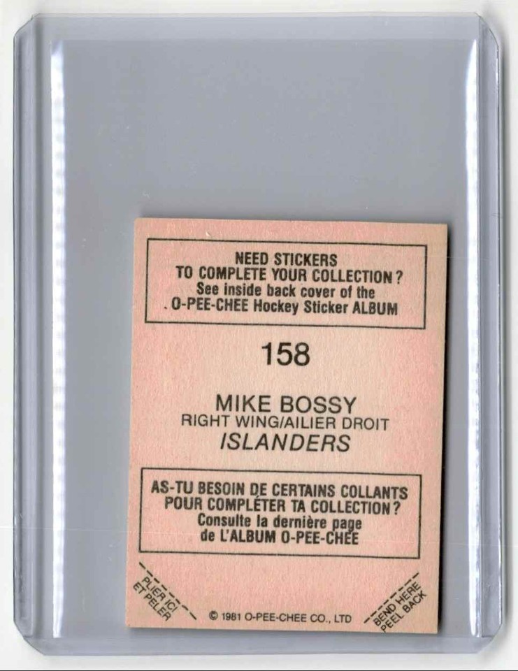 1981-82 O-Pee-Chee Stickers MIke Bossy New York Islanders #158 | eBay
