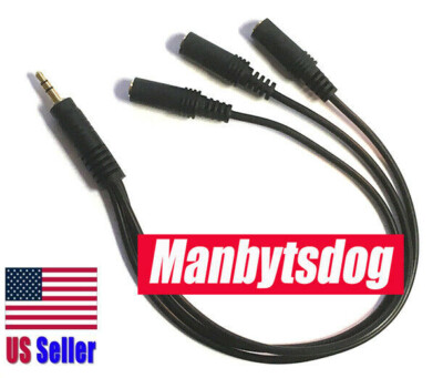 3.5mm Speaker 3 Way Headphone Splitter Converter 1 Male to 3x Female ...
