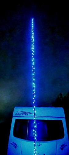 Festival Caravan flag pole blue LED LIGHTS SOLAR POWERED awning Tent ...