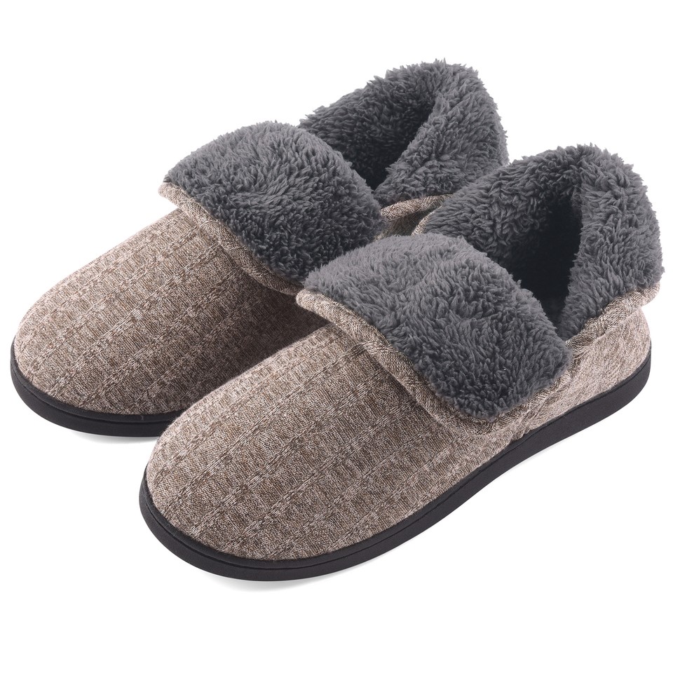 Mens Comfy Fuzzy Ankle High Slippers Memory Foam Booties Outdoor House ...