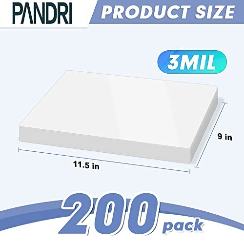 Laminating Sheets PANDRI 200 Pack Thermal Laminator Pouches Holds 8.5 x ...