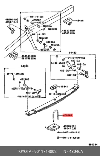 Genuine OE bolt, u for rear spring, 9011714002 for TOYOTA 90117-14002 ...