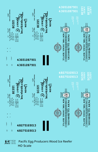 K4 HO Scale Decals PEP Pacific Egg Producers Wood Ice Billboard Reefer ...
