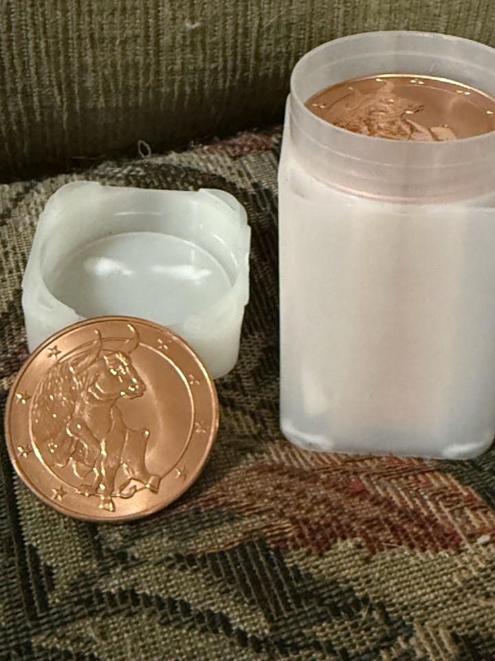 Uncirculated Tube of 20 Bulls/Bears Stock MarketCopper Coins 20oz.999 ...