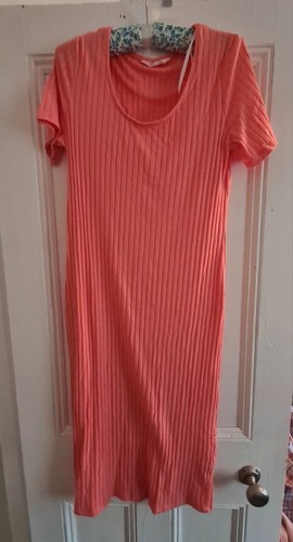 Coral Ribbed Summer Dress - Primark - Size 12 / 14 | eBay