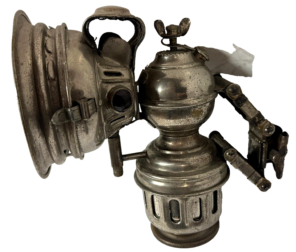 EXCEPTIONAL EARLY LARGE BICYCLE MOTORCYCLE CARBIDE HEADLIGHT LIGHT LAMP ...
