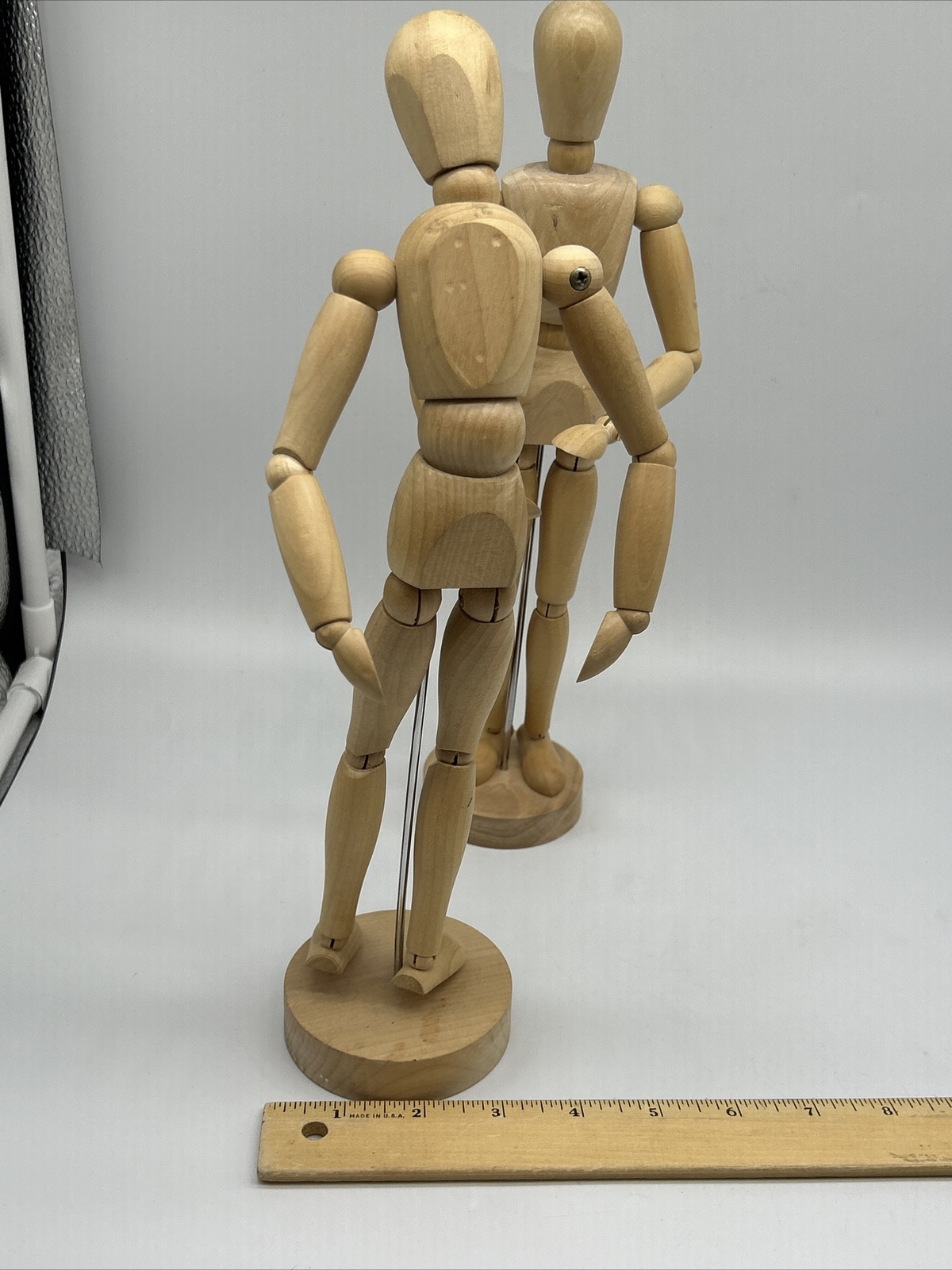 Lot of Two 2 Wooden Articulated Artist Model Drawing Poseable Figures ...
